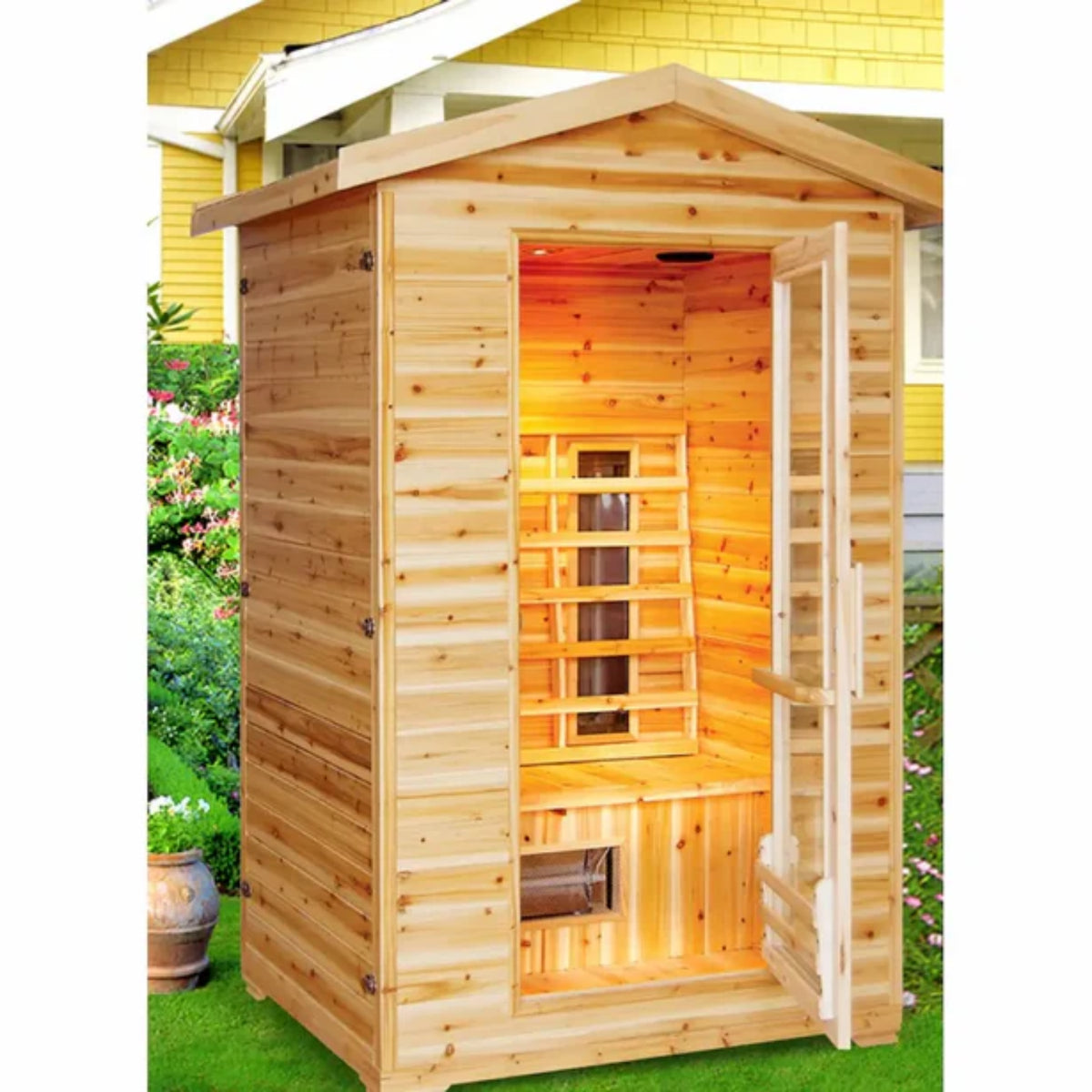 SunRay The Burlington, 2- Person Outdoor Infrared Sauna — Sauna Nook